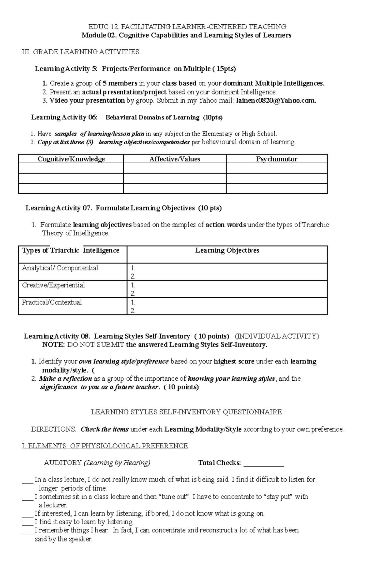 Module-2-2023 - idea - EDUC 12. FACILITATING LEARNER-CENTERED TEACHING ...
