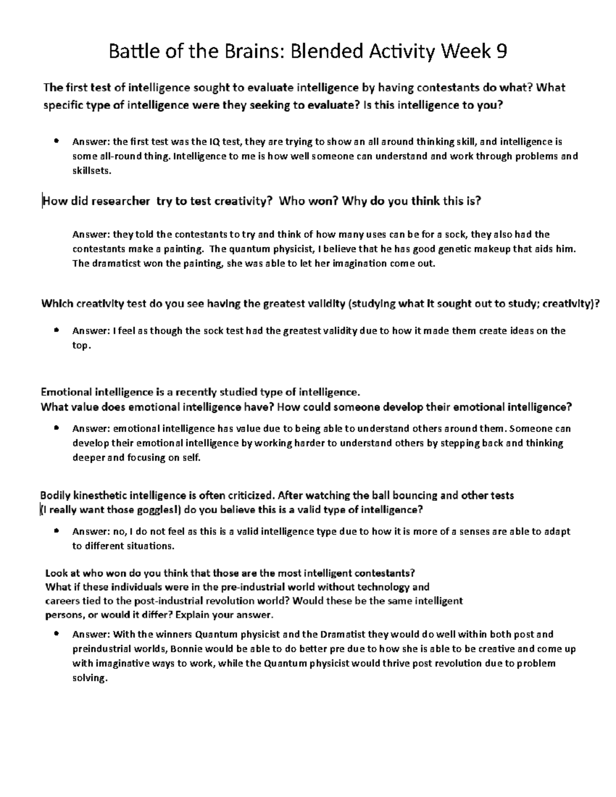 Blended Brain Worksheet Spring 2021 - Battle of the Brains: Blended ...