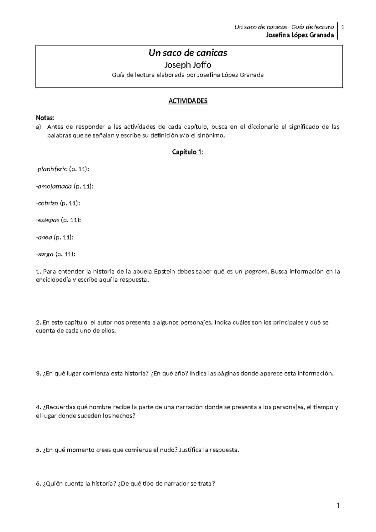 Un saco de canicas - hvjhbm , - Josefina López Granada Un saco de ...