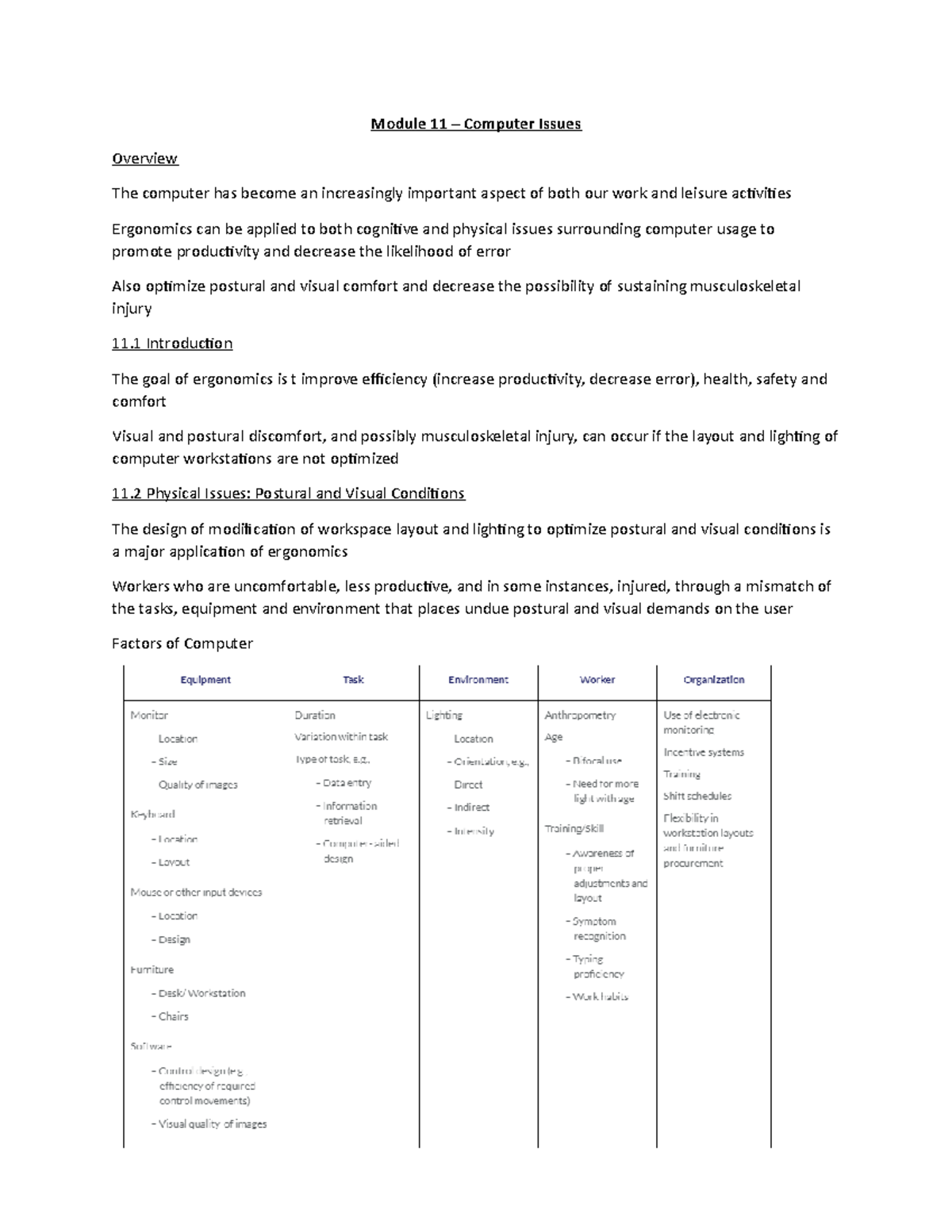 Module 11 Computer Issues Notes - Module 11 Computer Issues Overview ...