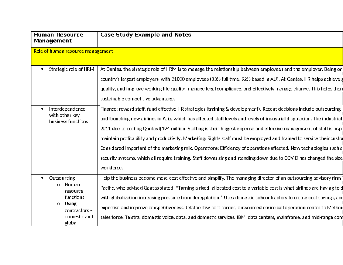 HRM - Case Study - Human Resource Management Case Study Example and ...