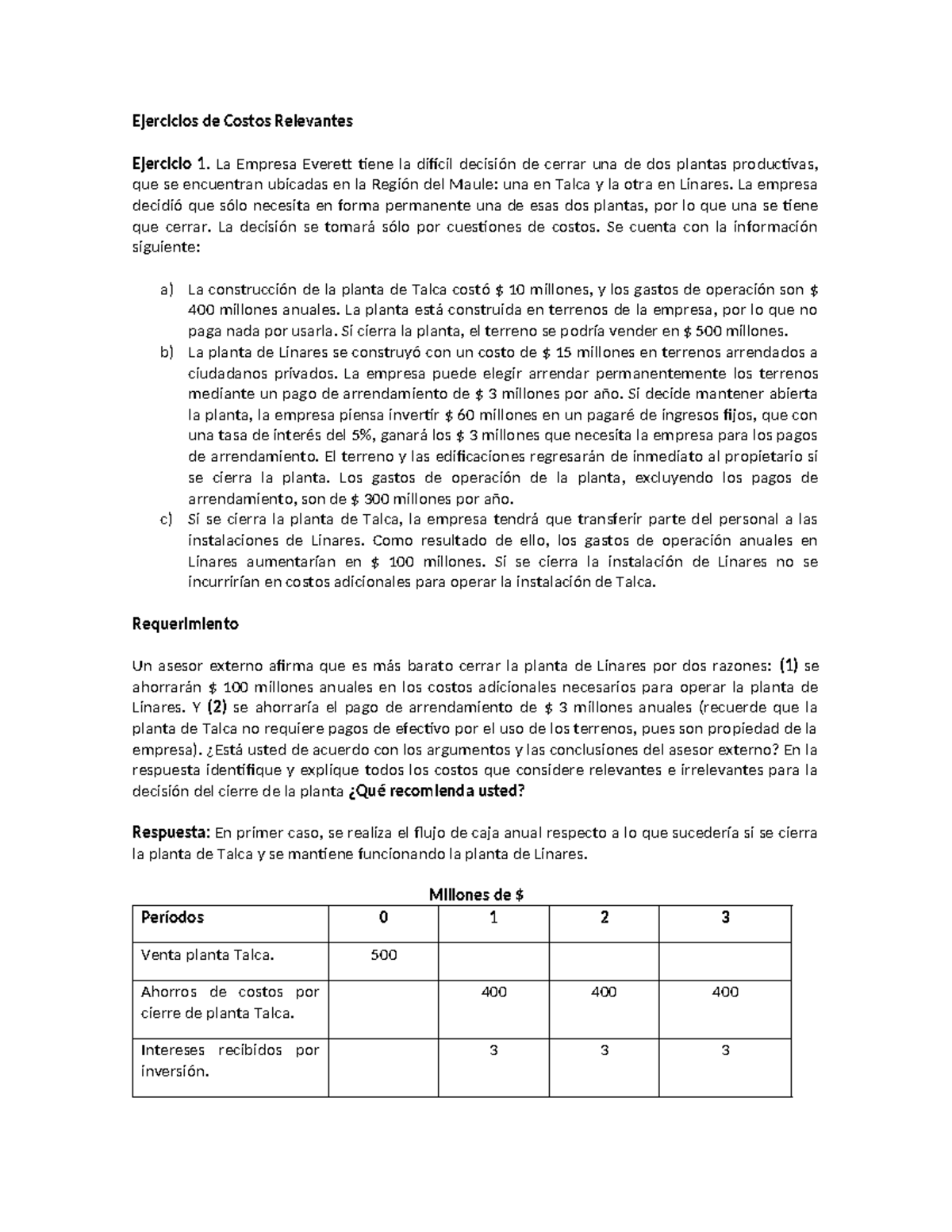 Ejercicios de costos relevantes - Ejercicios de Costos Relevantes ...