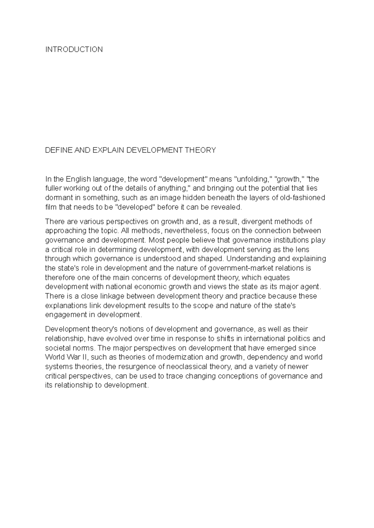 DVA3701 - ESSAY BASED ON DEVELOPMENT PLANNING AND ITS HISTORICAL ...