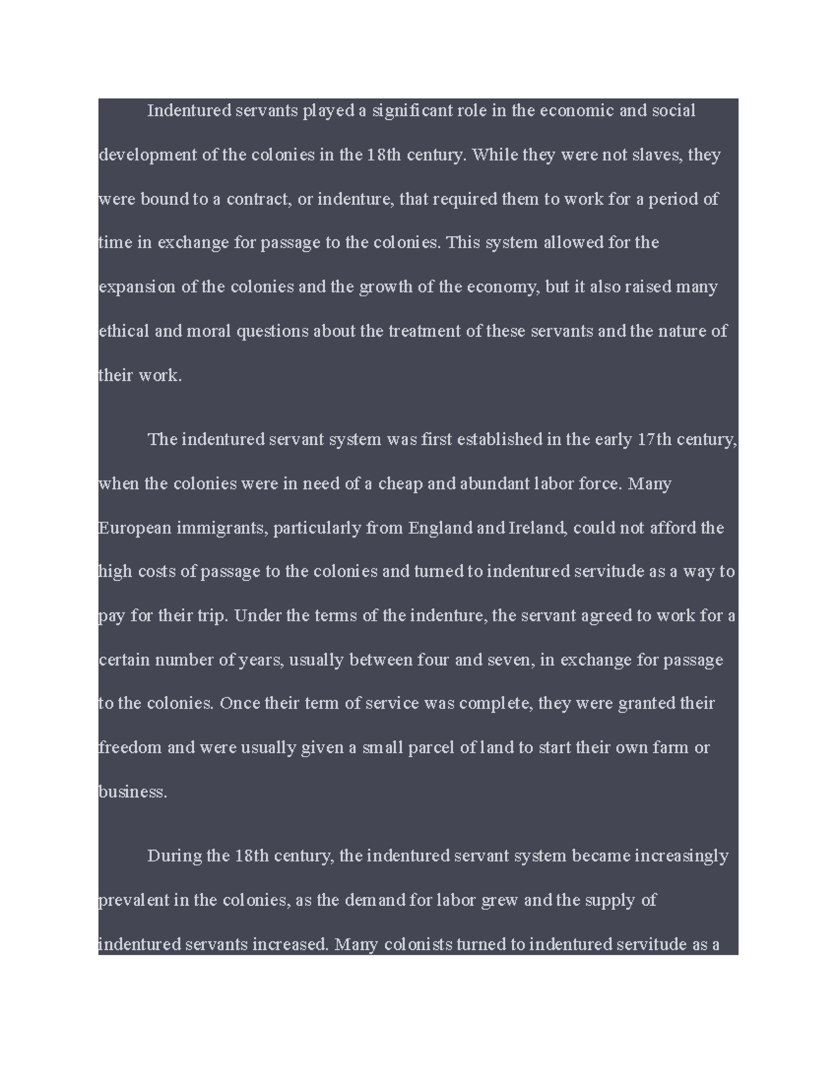 Indentured servants during the 18th century - Indentured servants ...