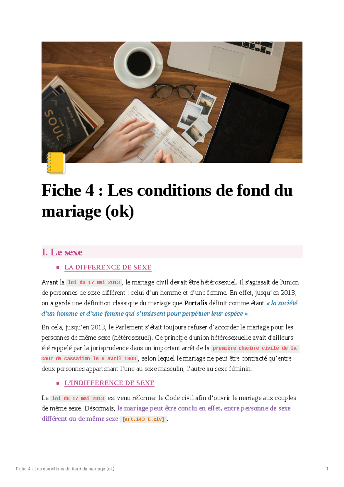 Fiche 4 Les conditions de fond du mariage (ok) - 📒 Fiche 4 : Les conditions de fond du mariage ...