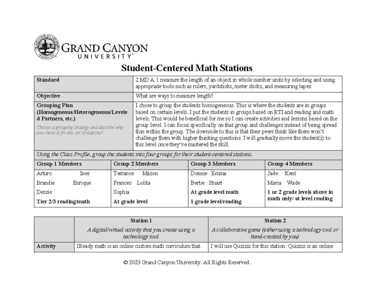 ELM 560 T4 Student Centered Math Stations - Student-Centered Math ...
