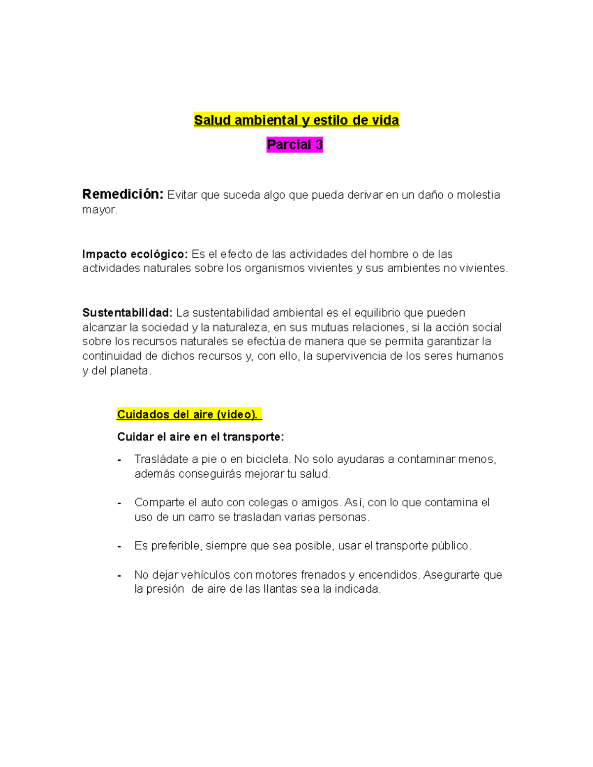 Salud ambiental y estilo de vida Parcial 3 - UVM - Studocu