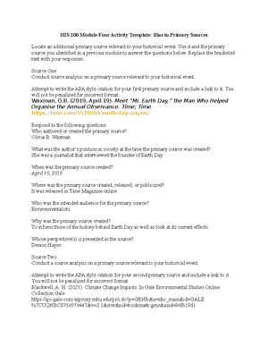 HIS 100 Module One Activity Template Project Topic Exploration - While ...
