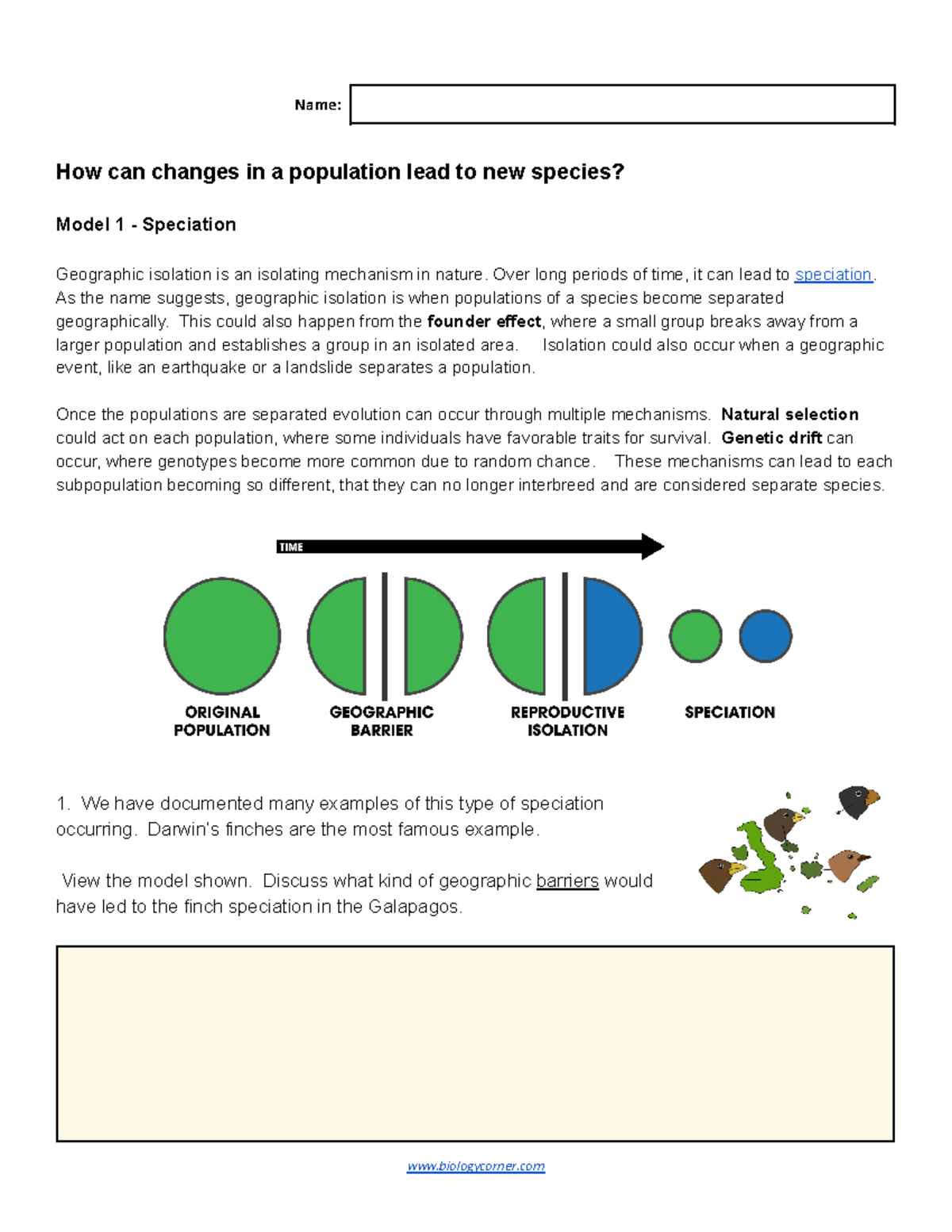 Speciation Modes - Name: How can changes in a population lead to new ...
