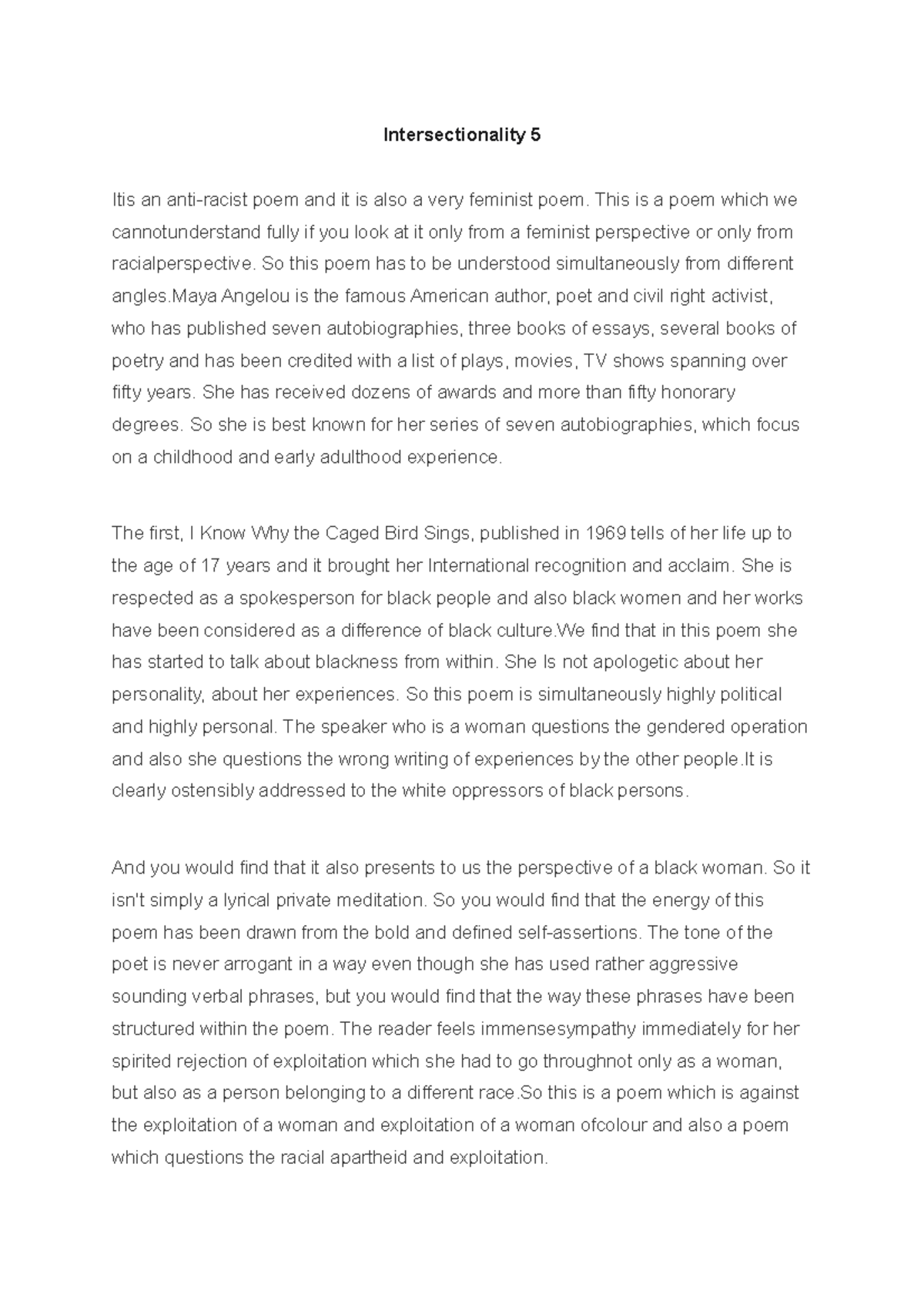 Intersectionality Lecture Notes 5 - Intersectionality 5 Itis an anti ...