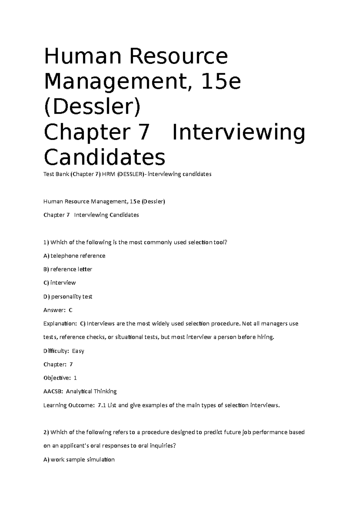 Human Resource Management - Human Resource Management, 15e (Dessler ...