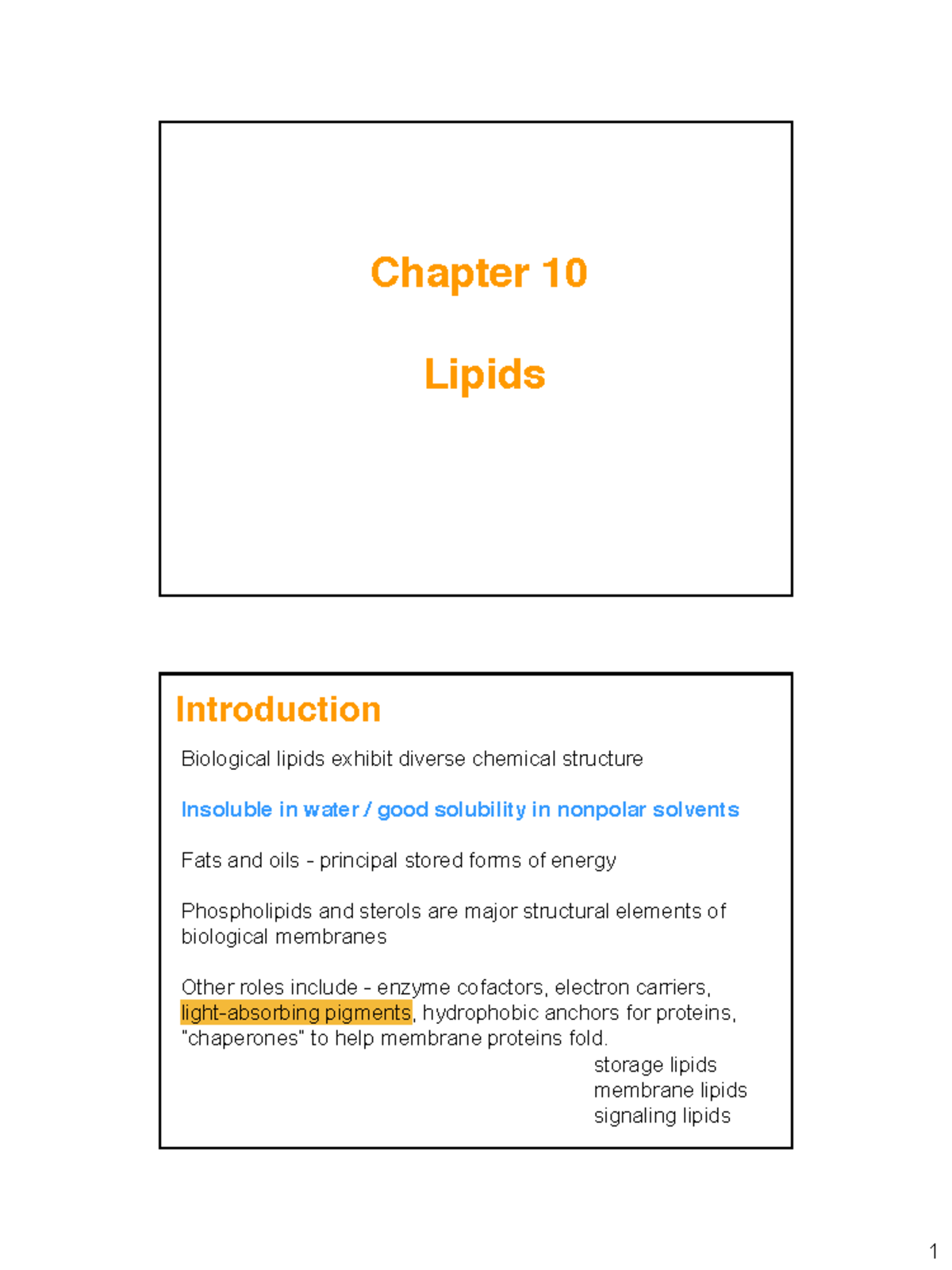 Chapter 10 - Lecture notes 10 - Chapter 10 Lipids Introduction ...