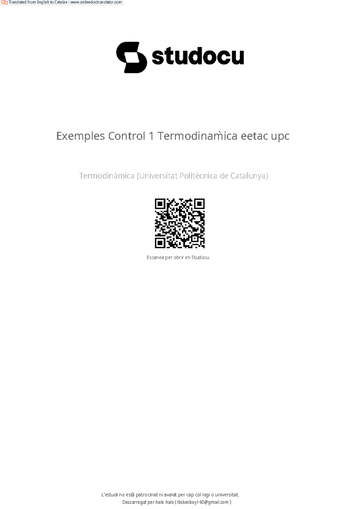 Exemples control 1 termodinamica eetac upc - Exemples Control 1 ...
