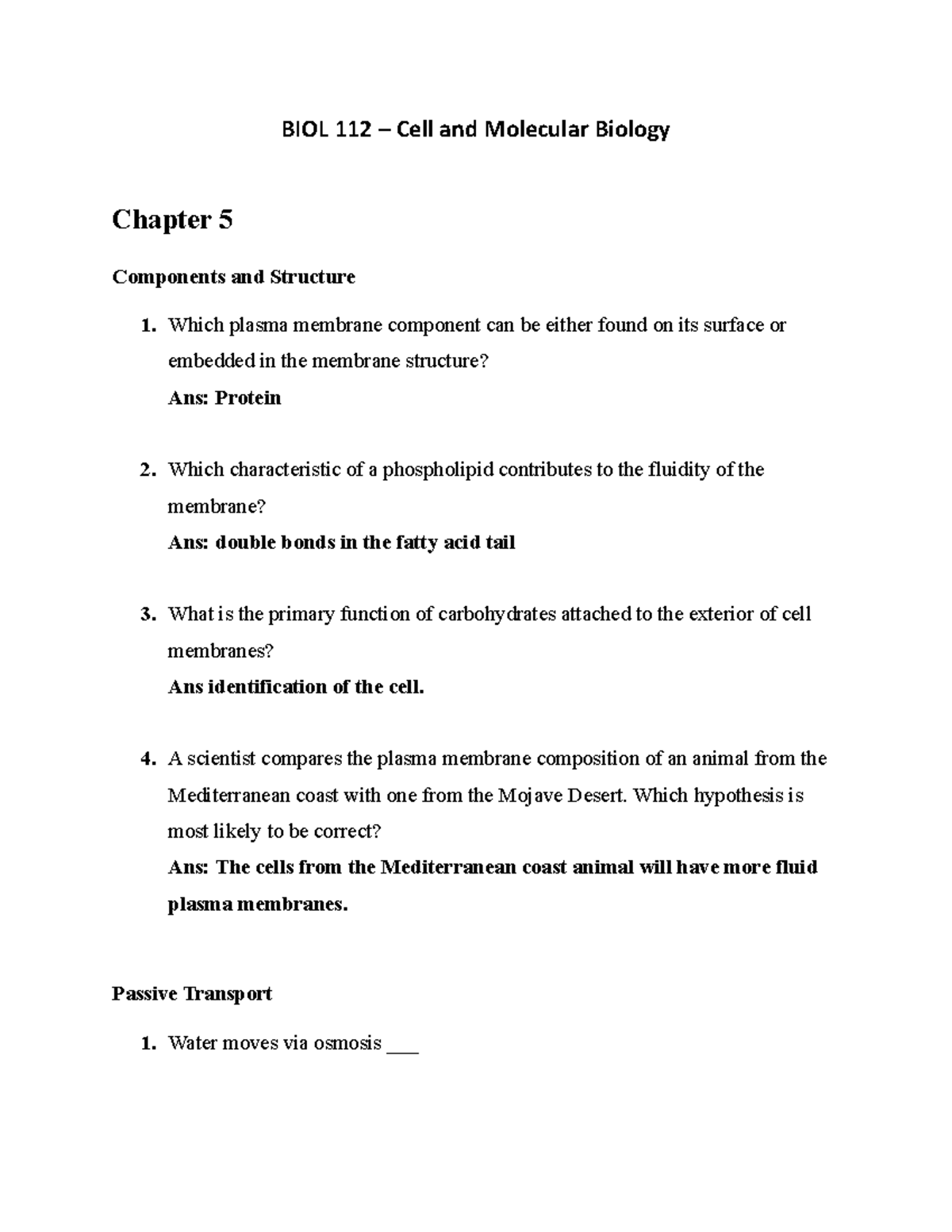 BIOL 112 Chapter 5 - Cell and Molecular Biology - BIOL 112 – Cell and Molecular Biology Chapter ...