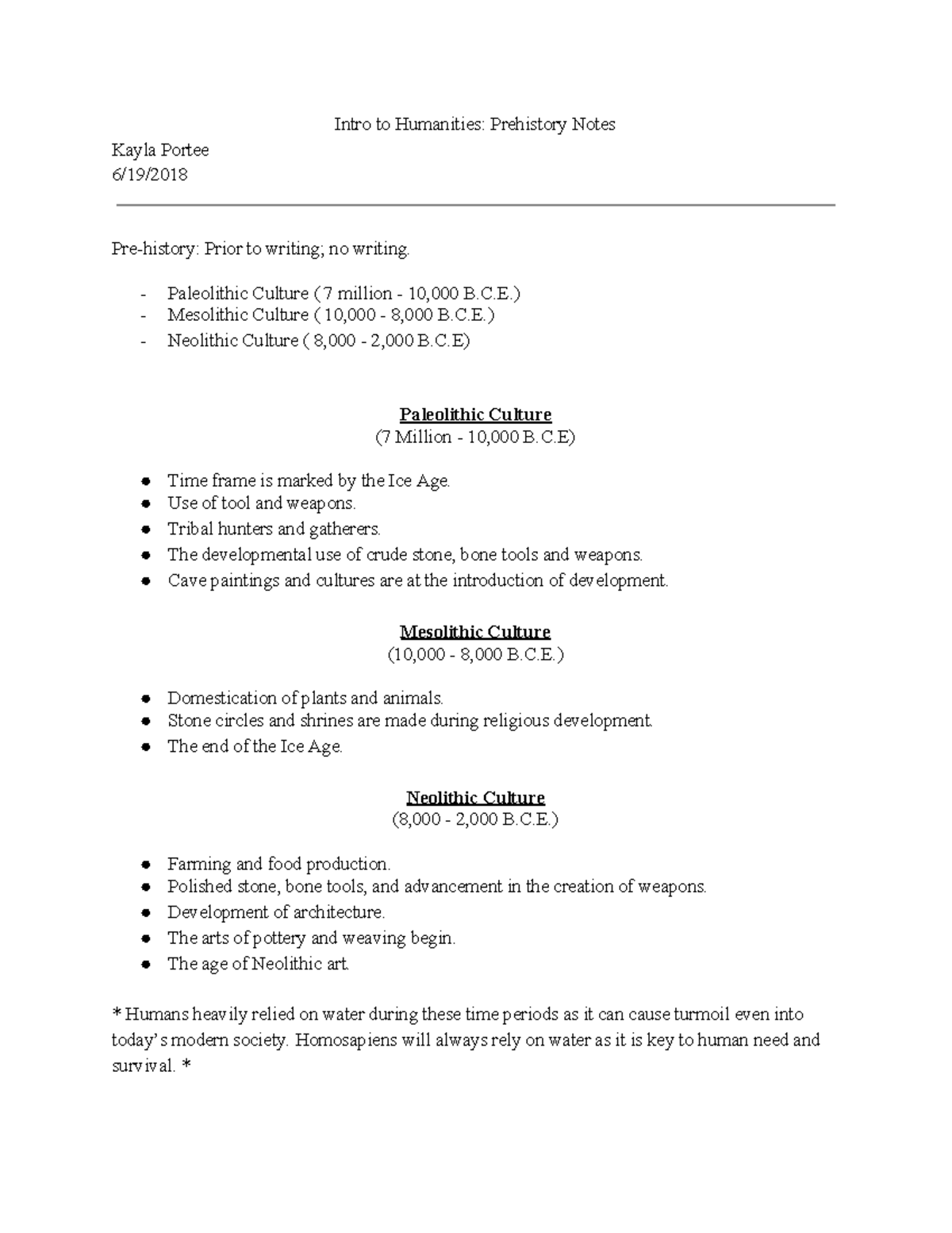 Intro to Humanities - Pre-History Notes - Intro to Humanities ...