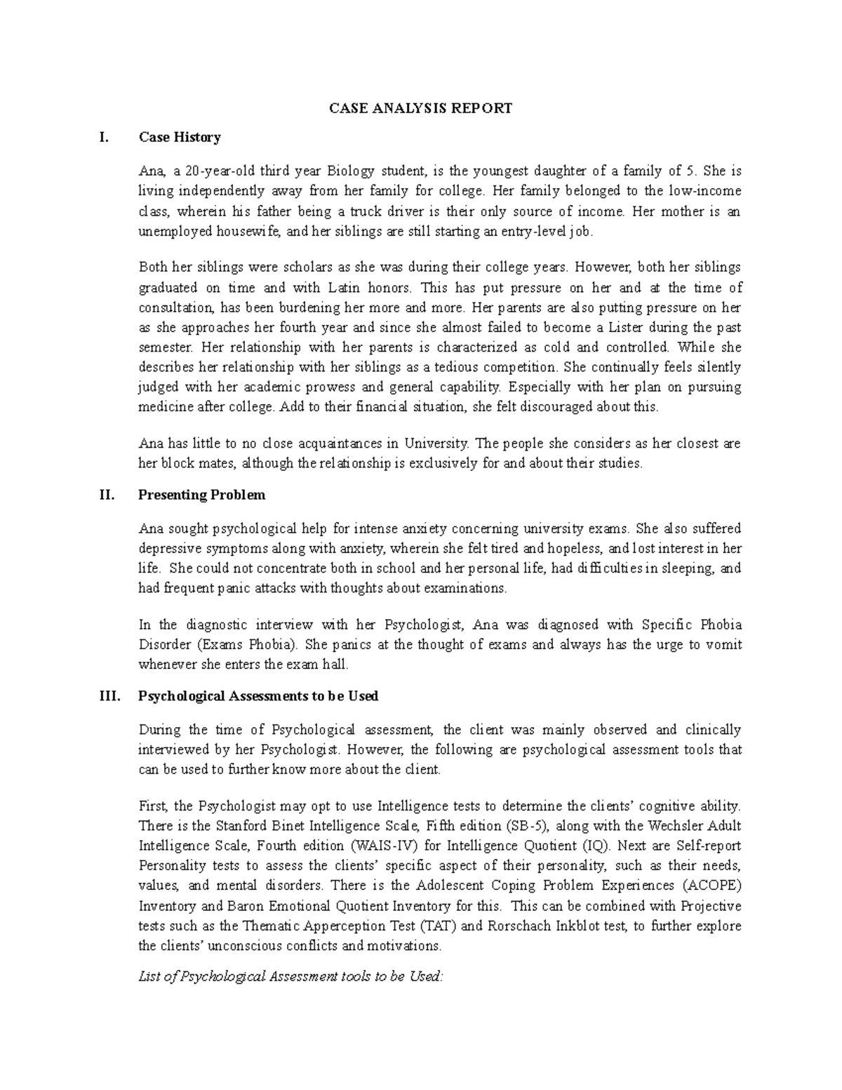 Case Analysis Sample - Requirement - CASE ANALYSIS REPORT I. Case ...