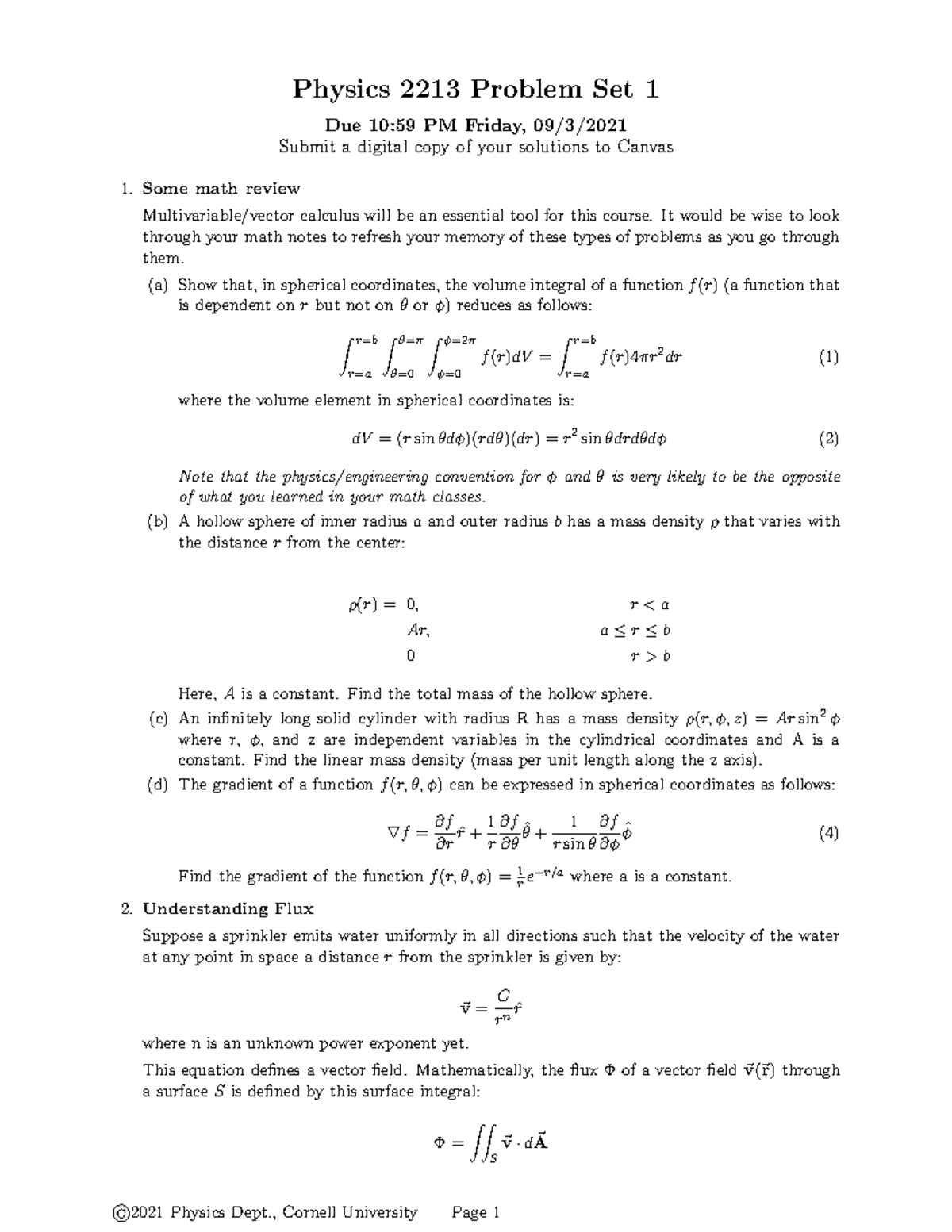 PS01 F21: Math Review and Coulomb's Law - Physics 2213 Problem Set 1 ...