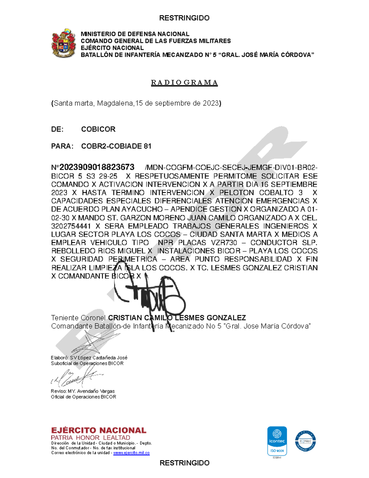 03-09-2023- Activacion Trabajos NBQR Fumigación Biade 81 - Dirección de ...