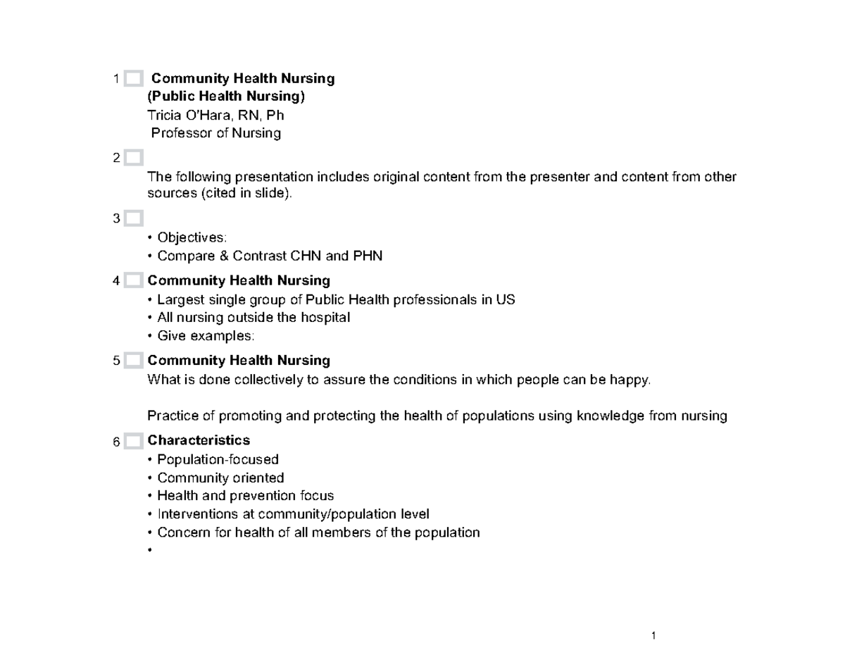 Public Health Nursing vs Community Health Nursing 422 - 1 Community ...