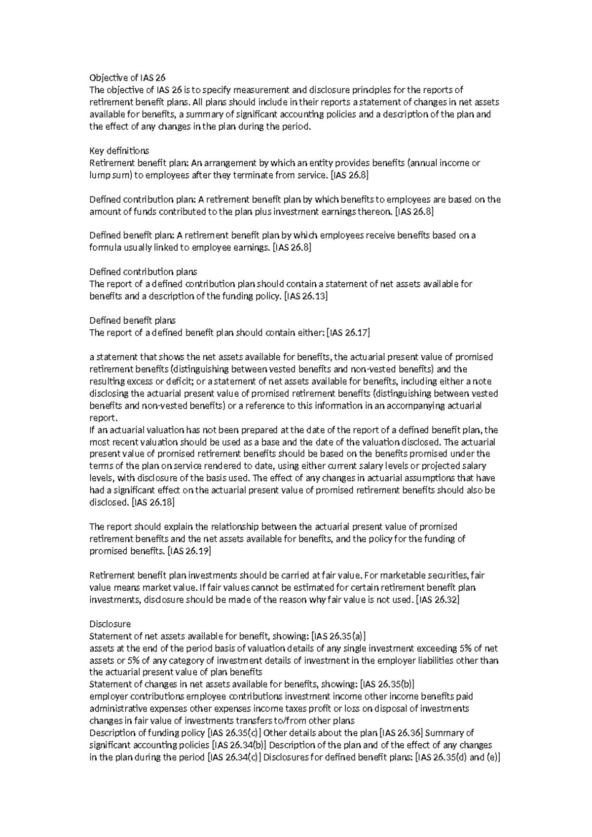 For upload - lecture notes - Objective of IAS 26 The objective of IAS ...