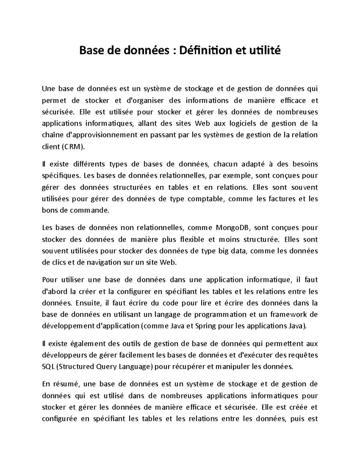 Base de données: Définition et utilité - Base de données : Définition ...