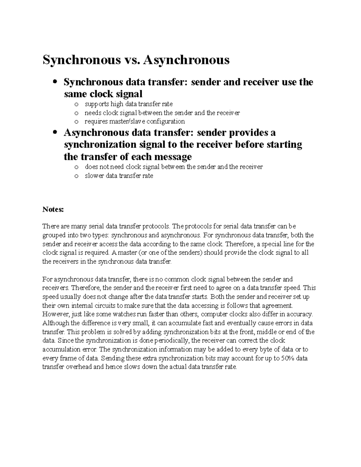 Synchronous vs - Lecture notes 6 - Synchronous vs. Asynchronous ...