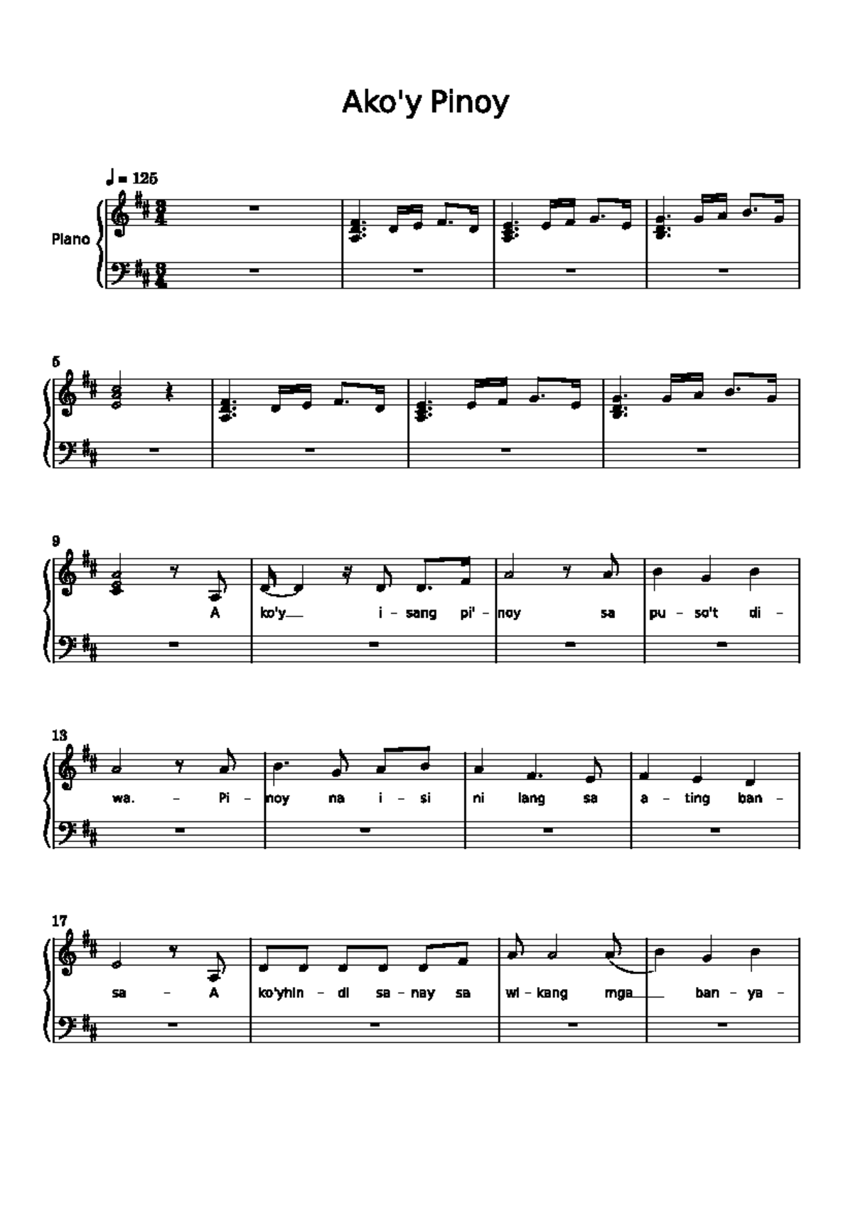 Ako'y Pinoy - Pinoy 125 Piano 5 9 A i sang noy sa pu di 13 wa. Pi noy ...
