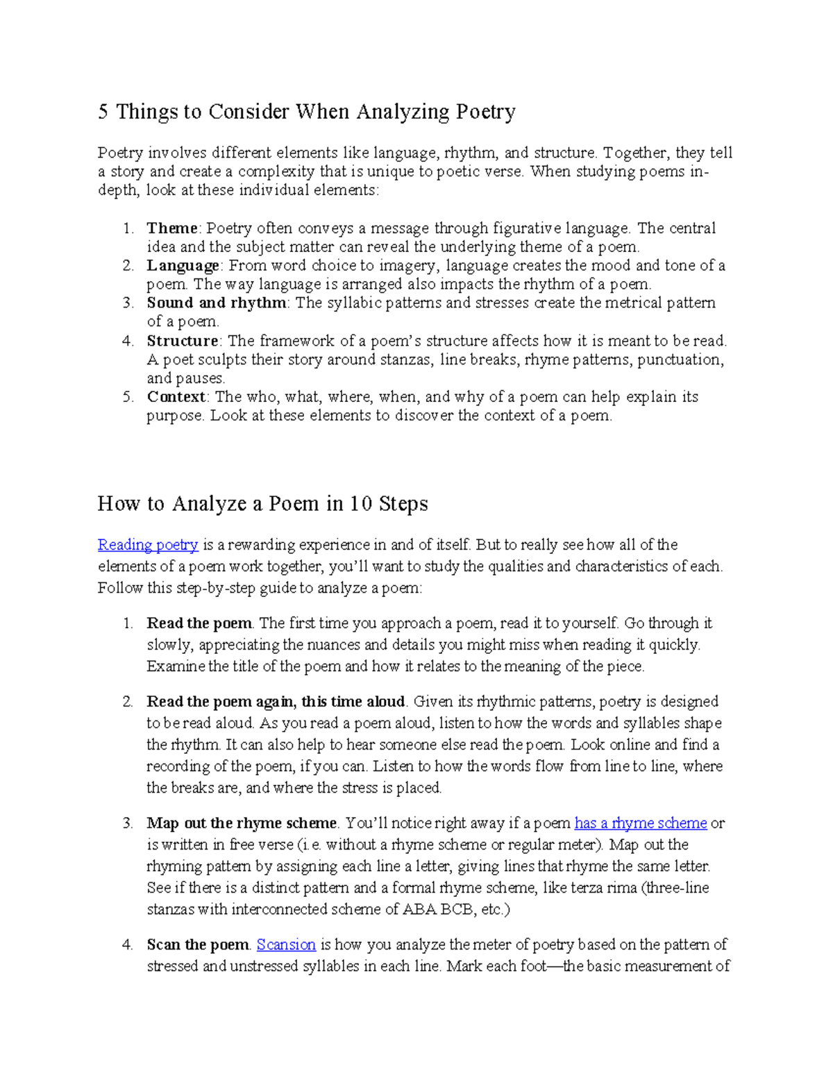 5 Things to Consider When Analyzing Poetry - Together, they tell a ...