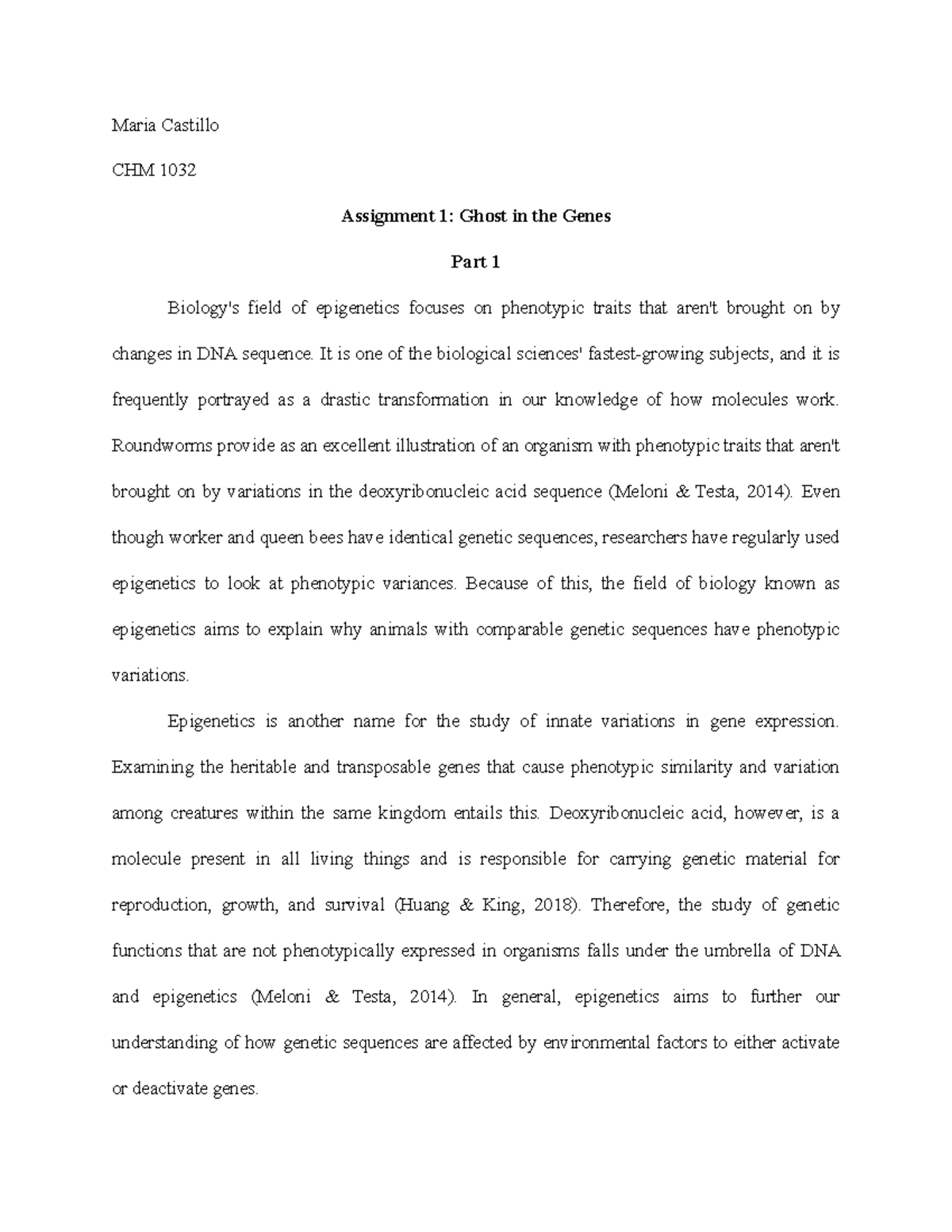 Ghost in the Genes - Maria Castillo CHM 1032 Assignment 1: Ghost in the ...