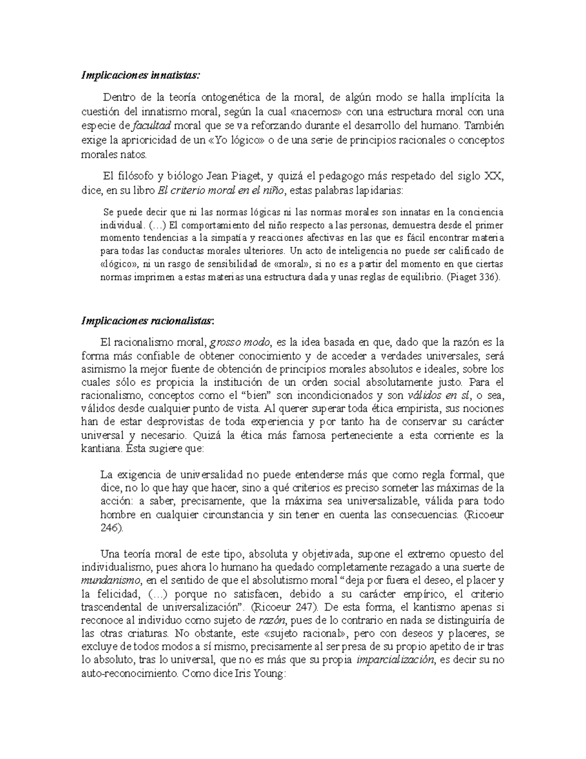 Fragmentos de ética - Implicaciones innatistas: Dentro de la teoría ...
