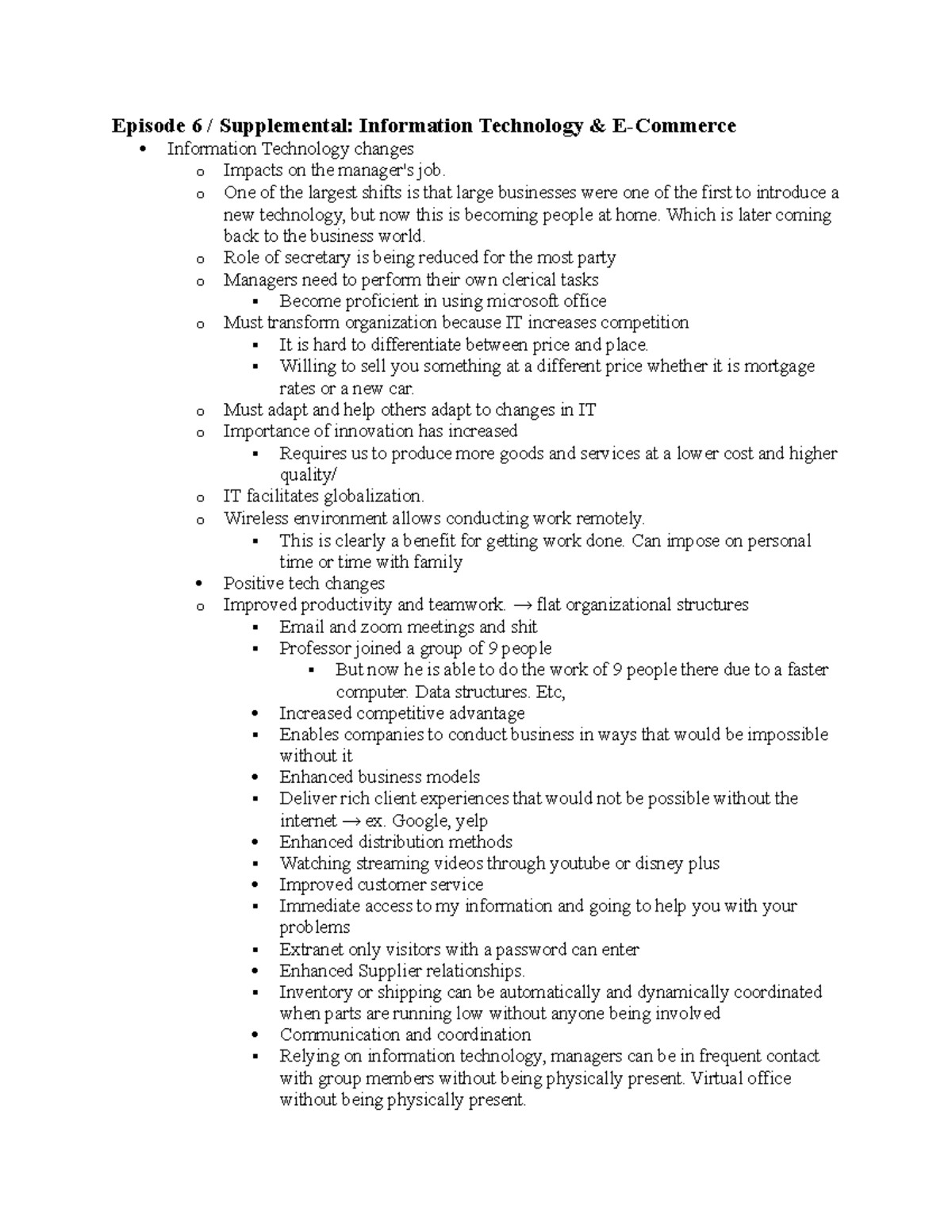 Intro to Management Episode 6 - Episode 6 / Supplemental: Information Technology & E-Commerce ...