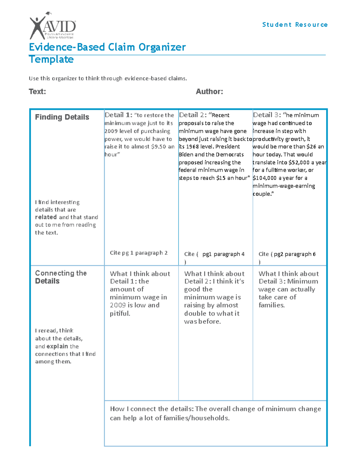 SR-Evidence Based Claim Organizer Arfdl p285 (1) - Evidence-Based Claim ...