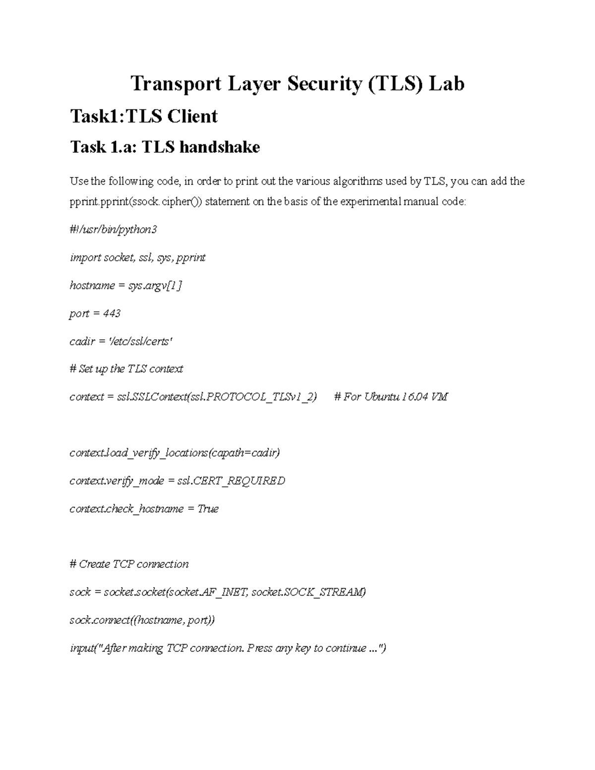 Transport Layer Security(TLS) - Press any key to continue ...") # Add ...