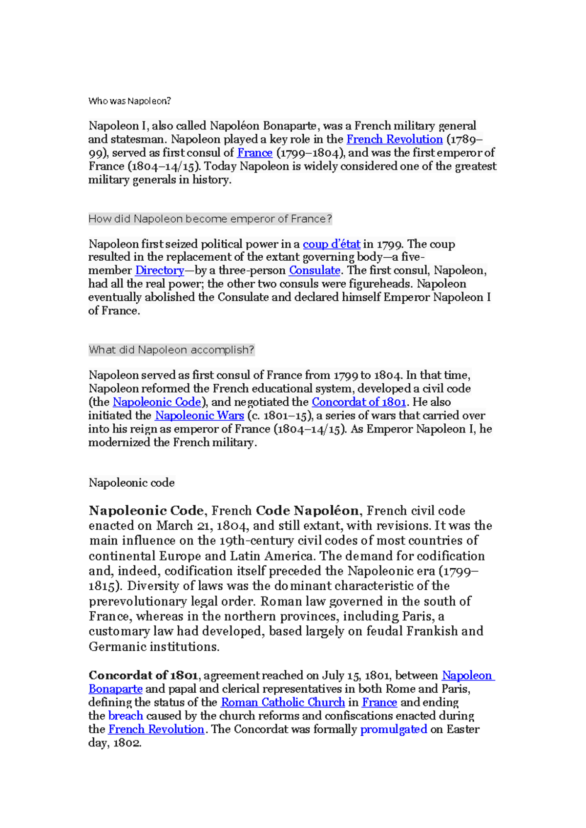 World- History- Report - Who was Napoleon? Napoleon I, also called ...