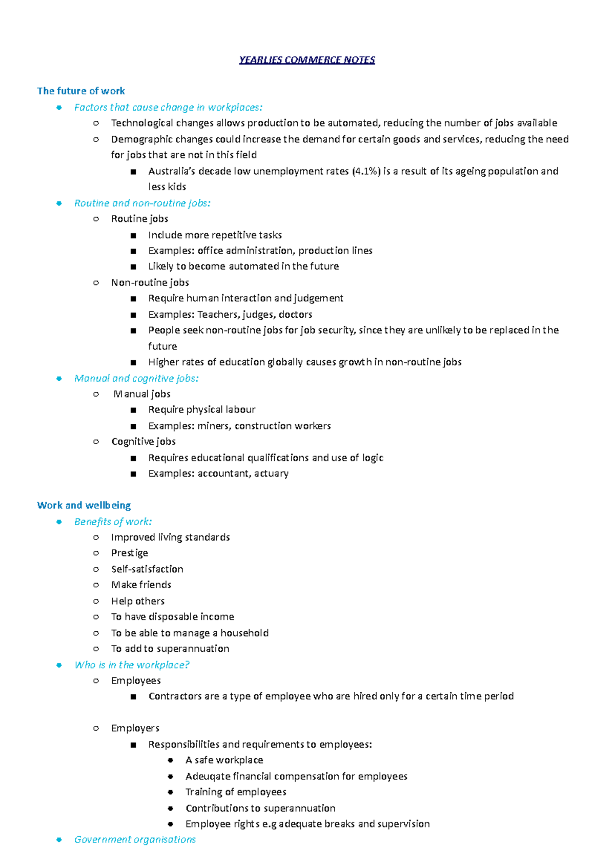 Commerce notes for yearlies - YEARLIES COMMERCE NOTES The future of ...