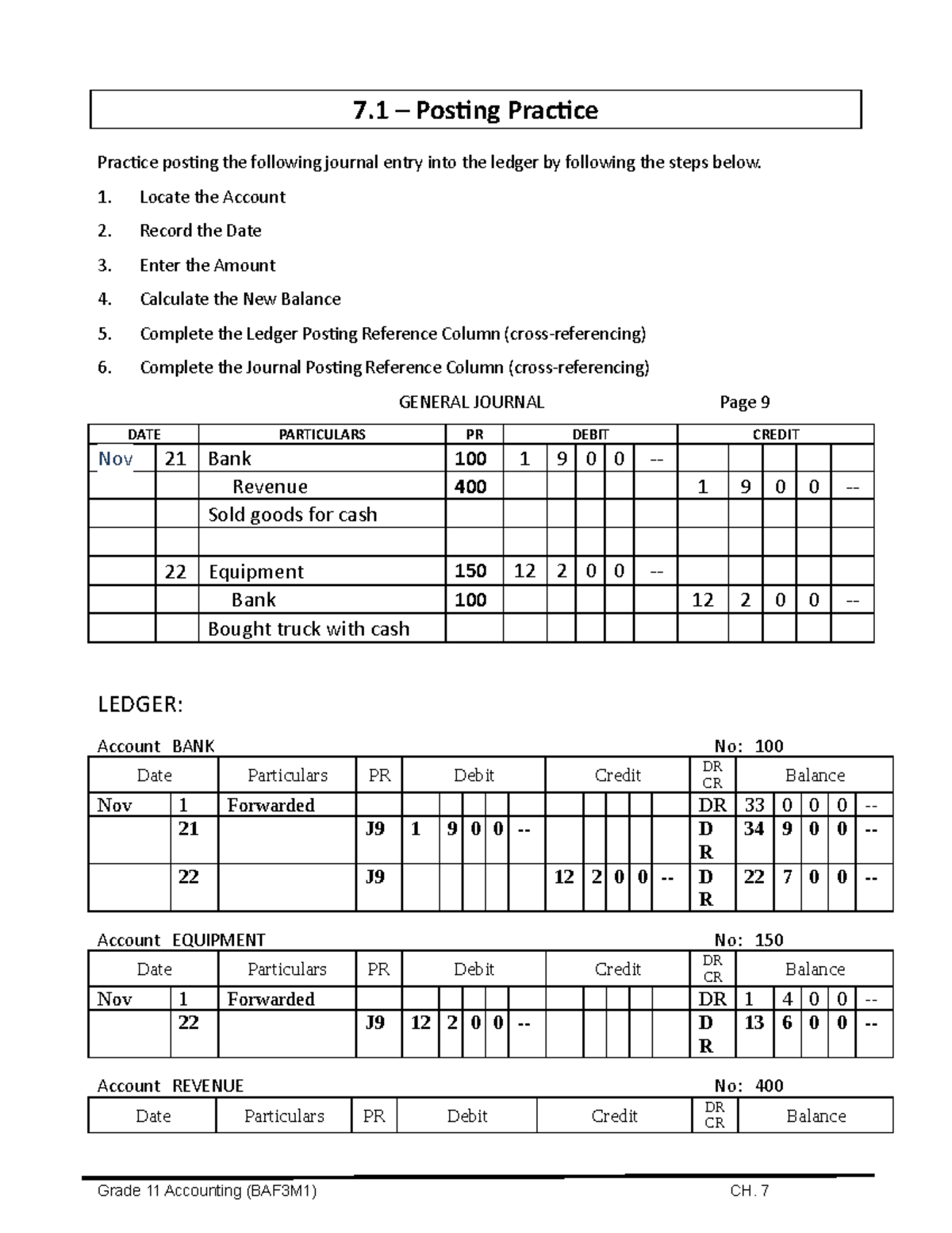7.1b Posting Forwarding Practice HO - 7 – Posting Practice Practice ...