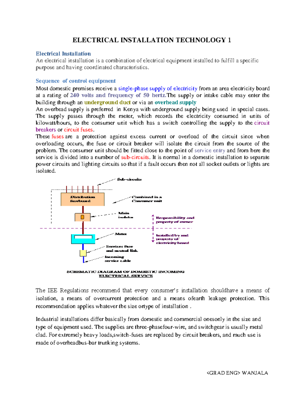 CEE 1 Electrical Installation technology - ELECTRICAL INSTALLATION ...