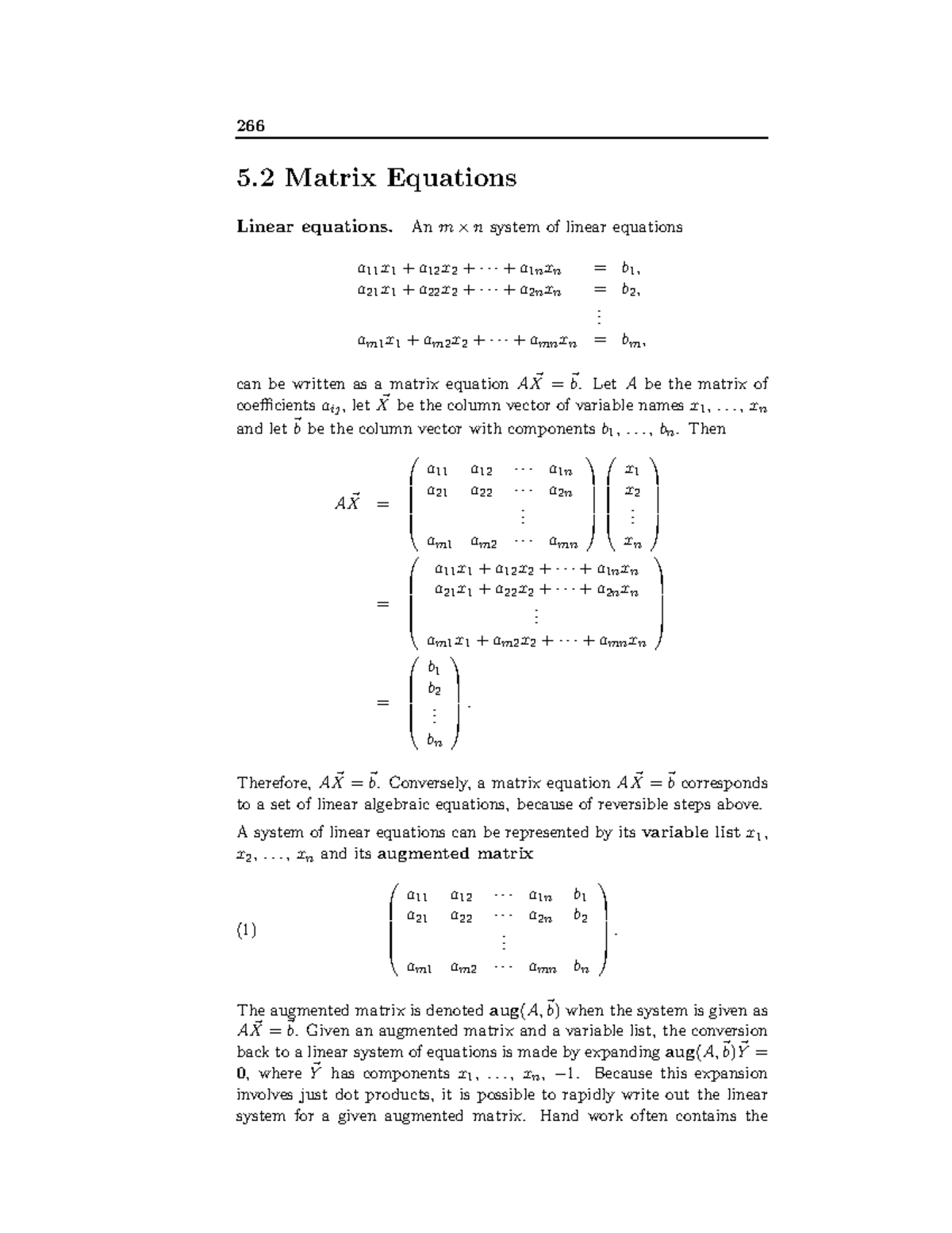 Matrix-eqn - Fgjoonbf jjjl;'mhggdddfghh - 266 5 Matrix Equations Linear equations. An m × n ...