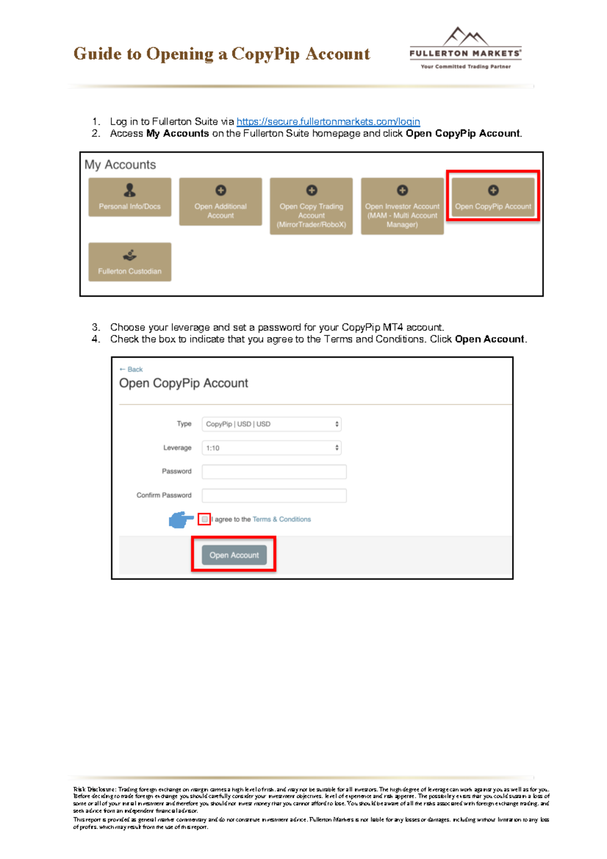 Copy Pip Account Opening (English) - Risk Disclosure: Trading foreign ...