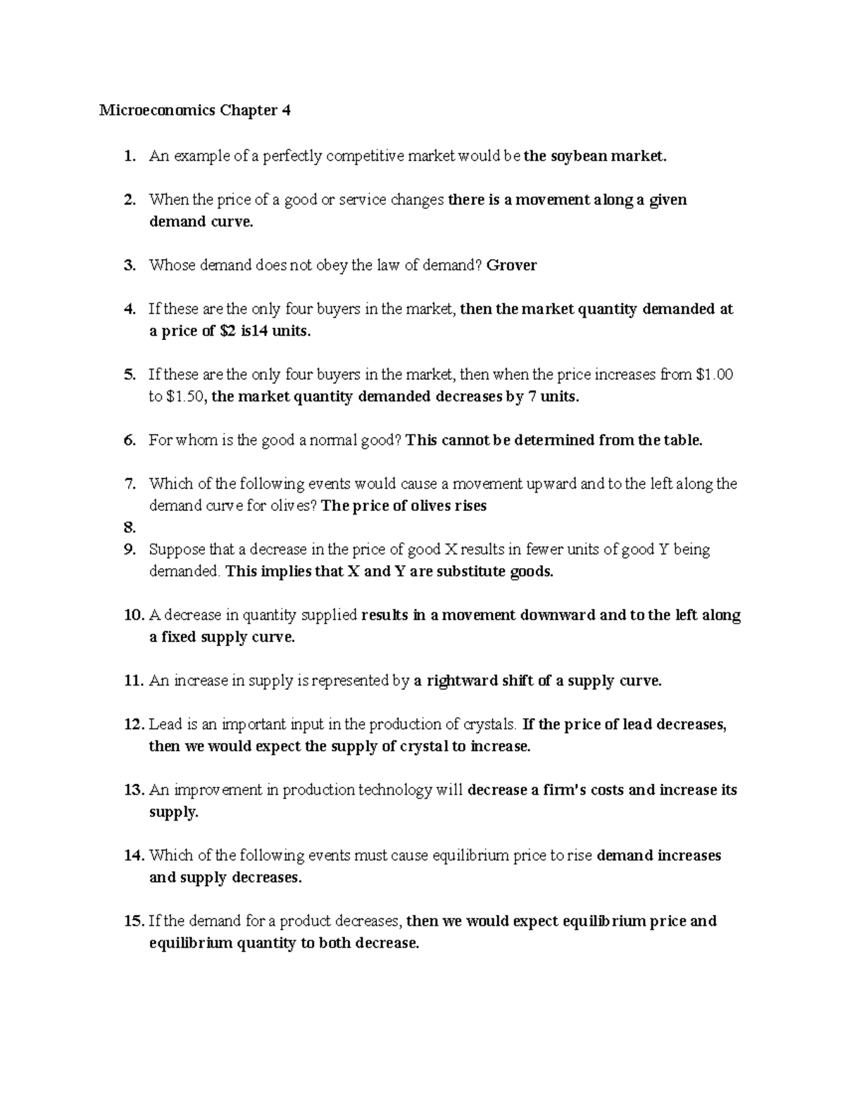 Microeconomics Chapter 4 - When the price of a good or service changes ...