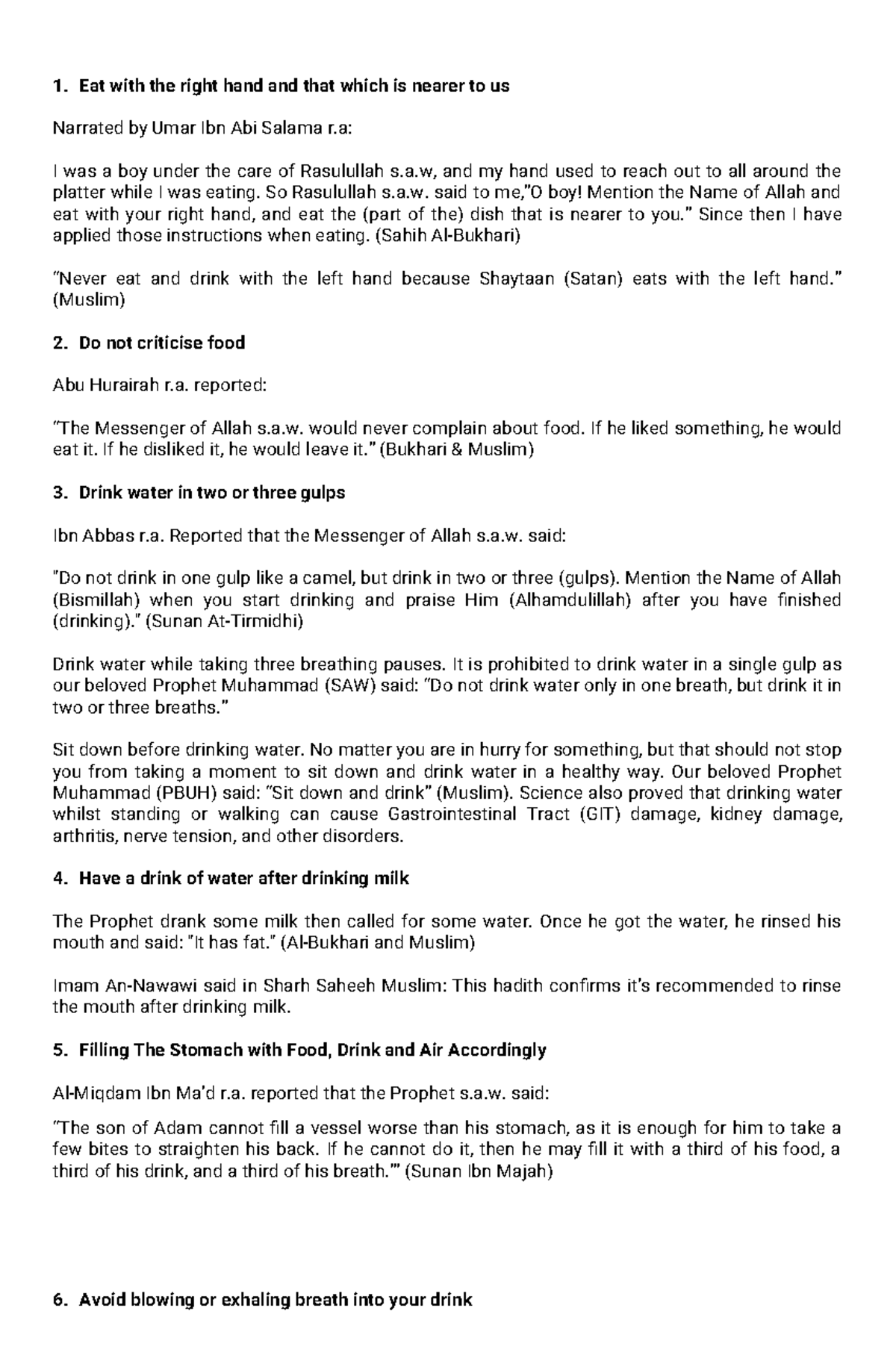 Compilation of Du'3a for eating - 1. Eat with the right hand and that ...