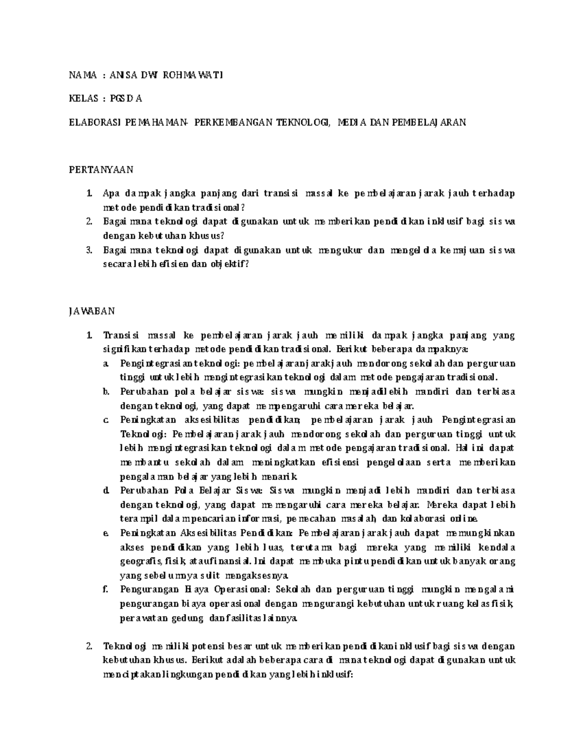 Elaborasi Pemahaman T1 Anisa Dwi Rohmawati - NA MA : ANI SA DWI ROHMA ...