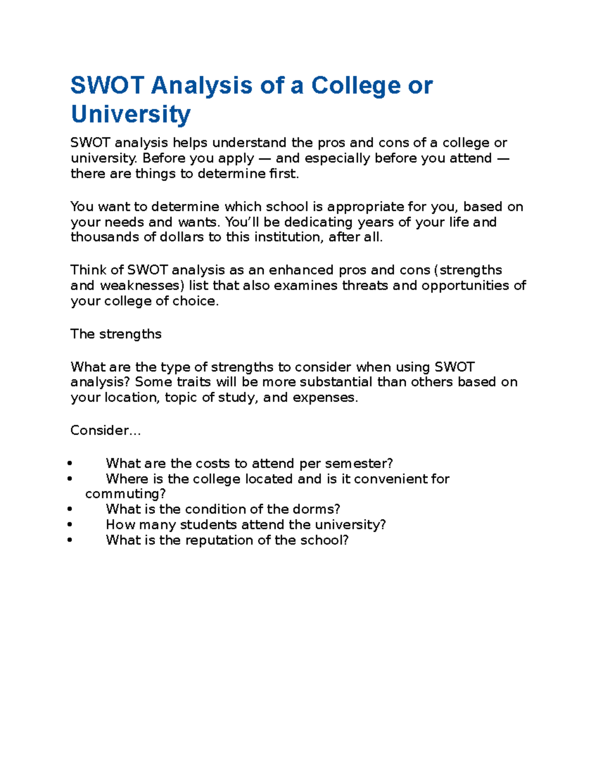 Analysis in managment - very important for masters' students - SWOT ...