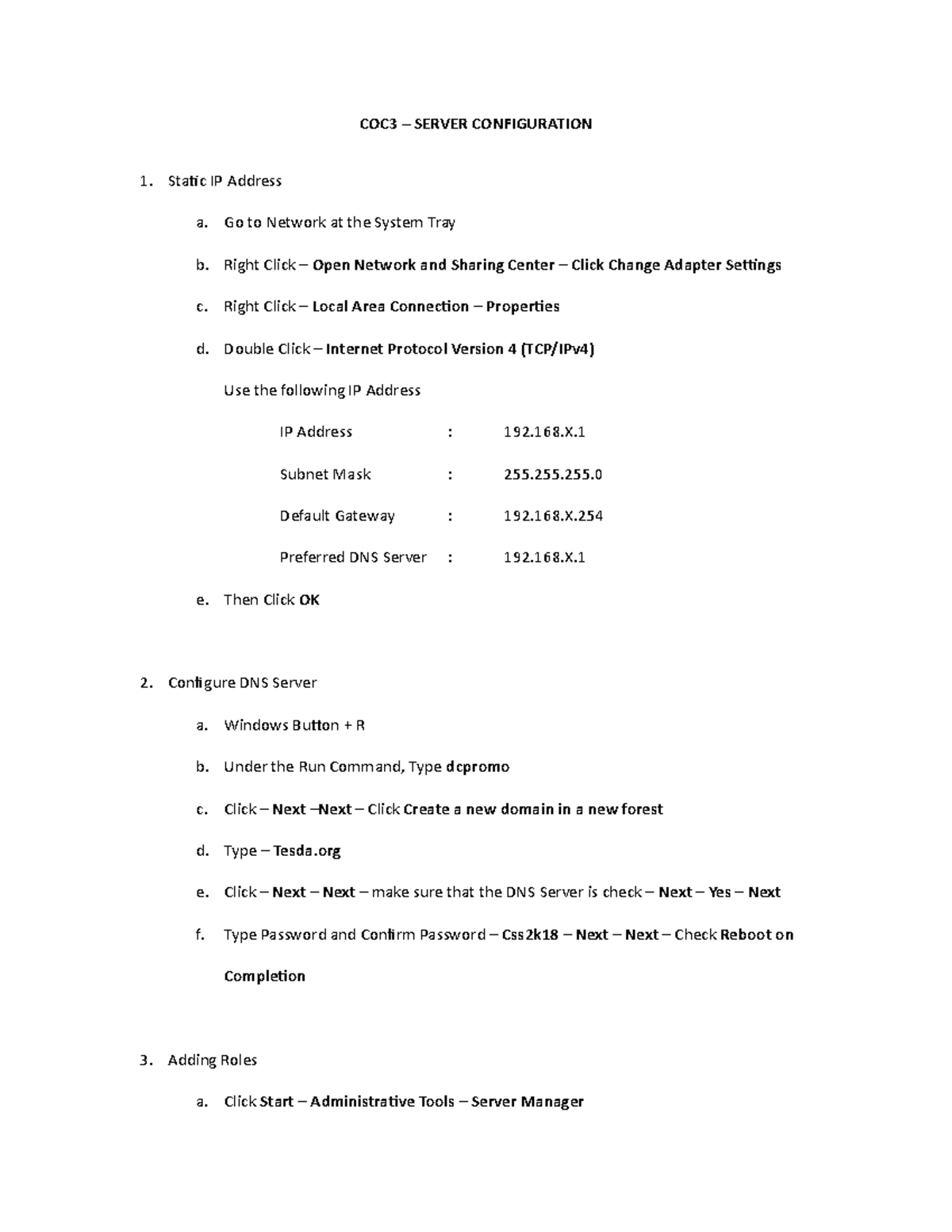 COC3-Server-Configuration for Information and Communication Technology ...