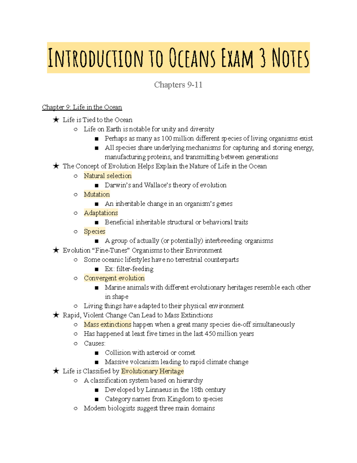 Introduction to Oceans Exam 3 Notes - Studocu