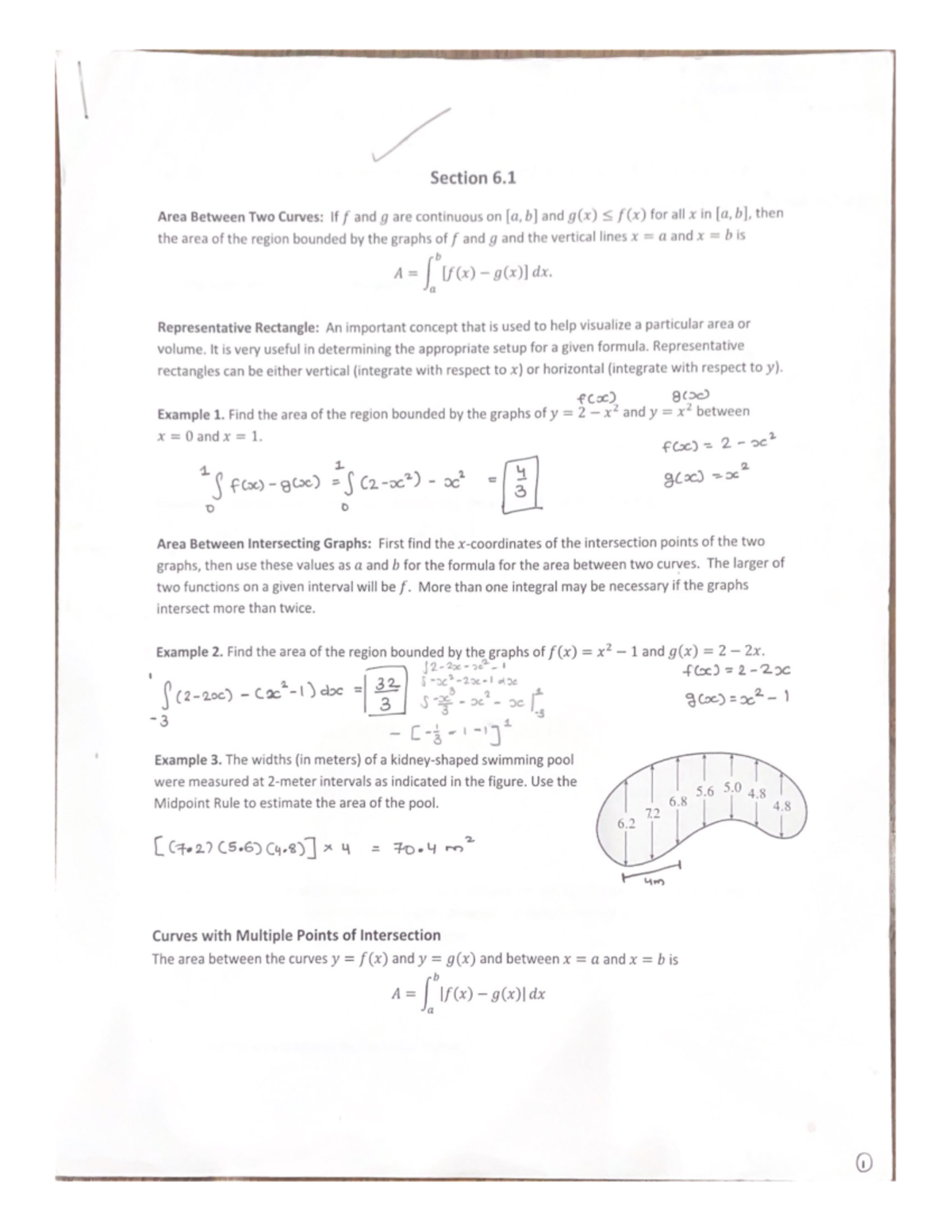 6.1 Area Between Two Curves - MATH 1715 - Studocu