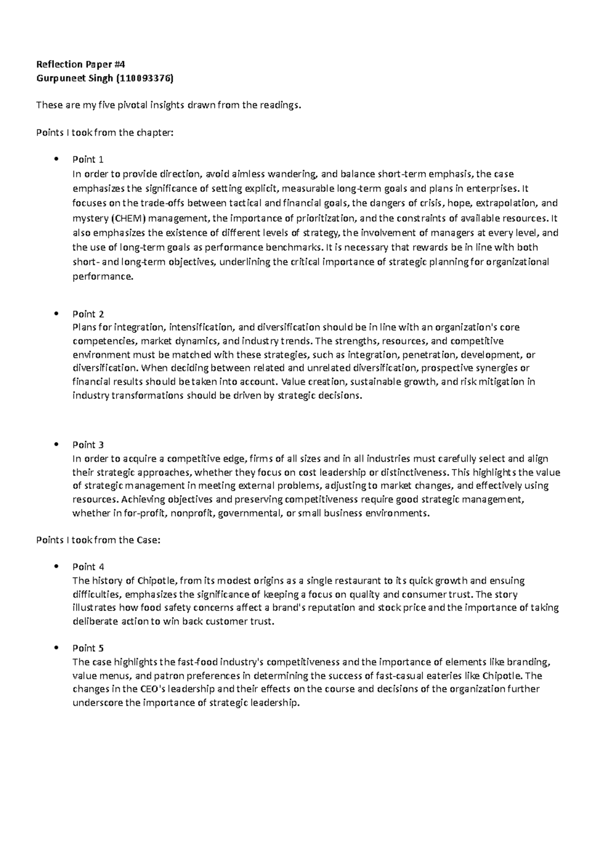 Reflection paper 4 - Reflection Paper # Gurpuneet Singh (110093376 ...
