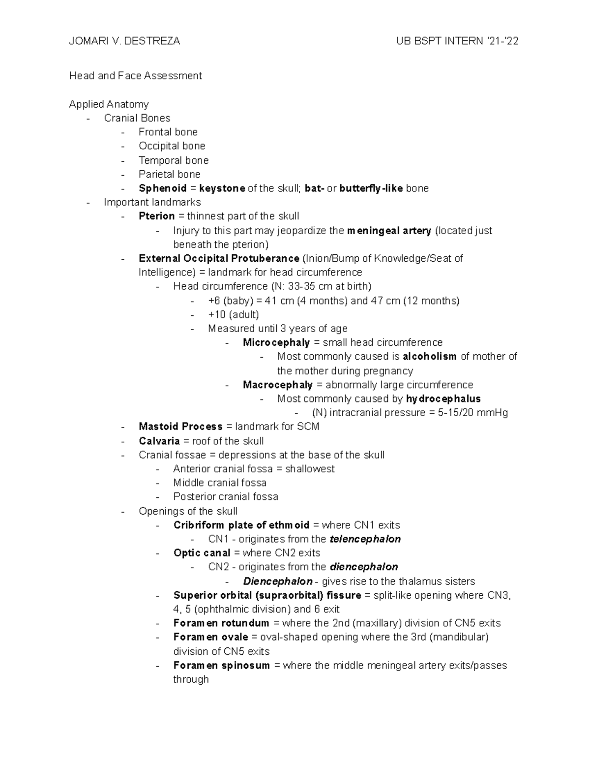 Head and Face Assessment - Head and Face Assessment Applied Anatomy ...