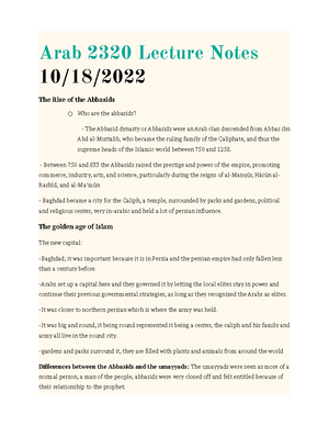 Arab 2320 lecture Notes: The Pillars of Islam - Arab 2320 Lecture: 9/13 ...
