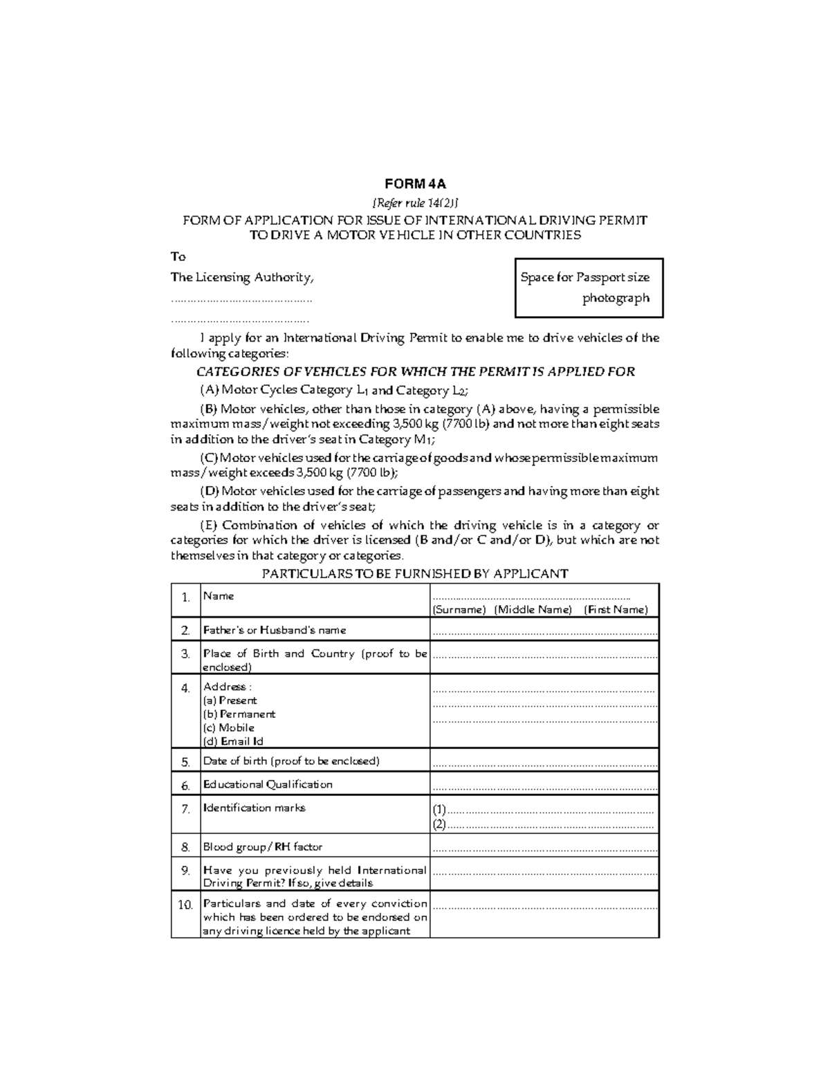 FORM-4A - Bba noted - FORM 4A FORM 4A [Refer rule 14(2)] FORM OF APPLICATION FOR ISSUE OF - Studocu